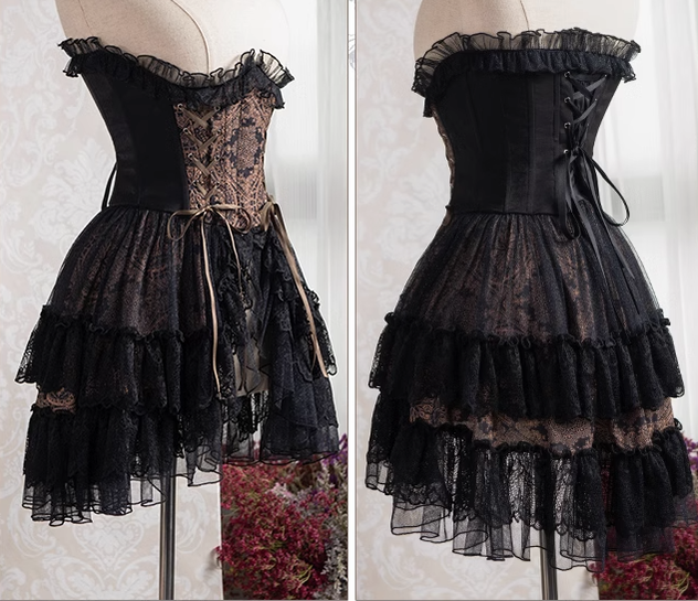 Neo Ludwig~Elegant Lolita Fishbone Corset Tail Dress